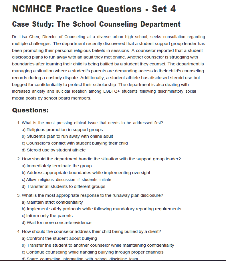 600 Questions for NCMHCE 2024 Exam with Answers – The Health Exams