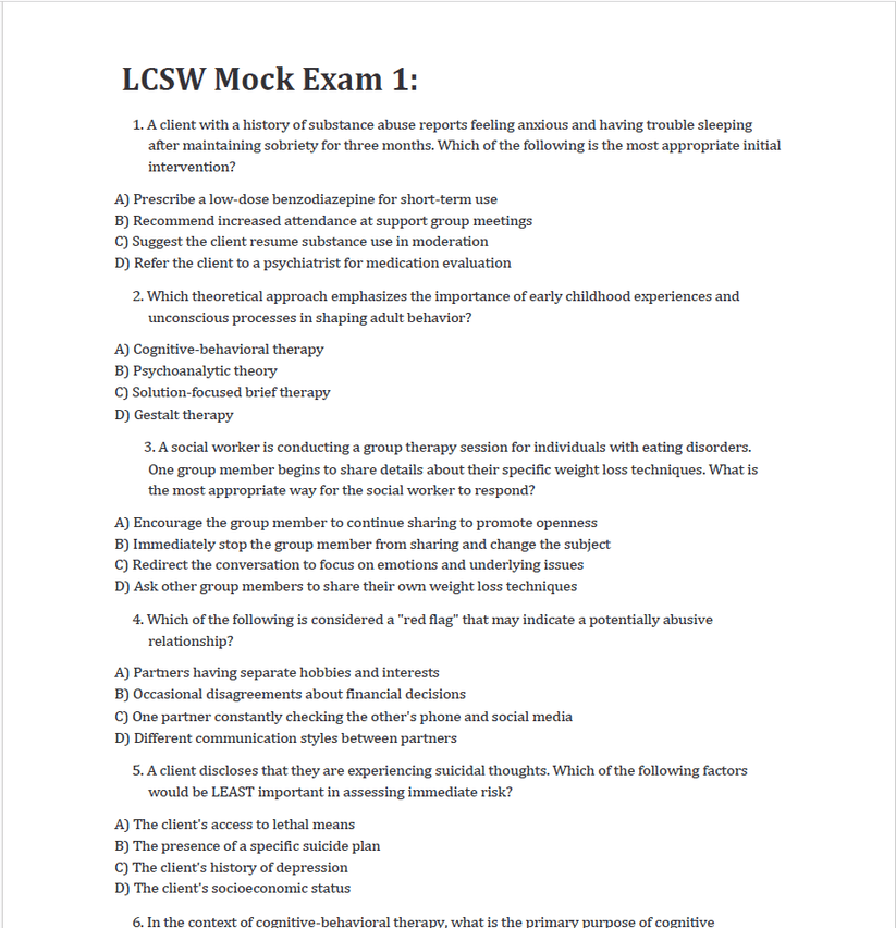 LCSW Exam Questions: 340 Essential Questions for 2024 – The Health Exams