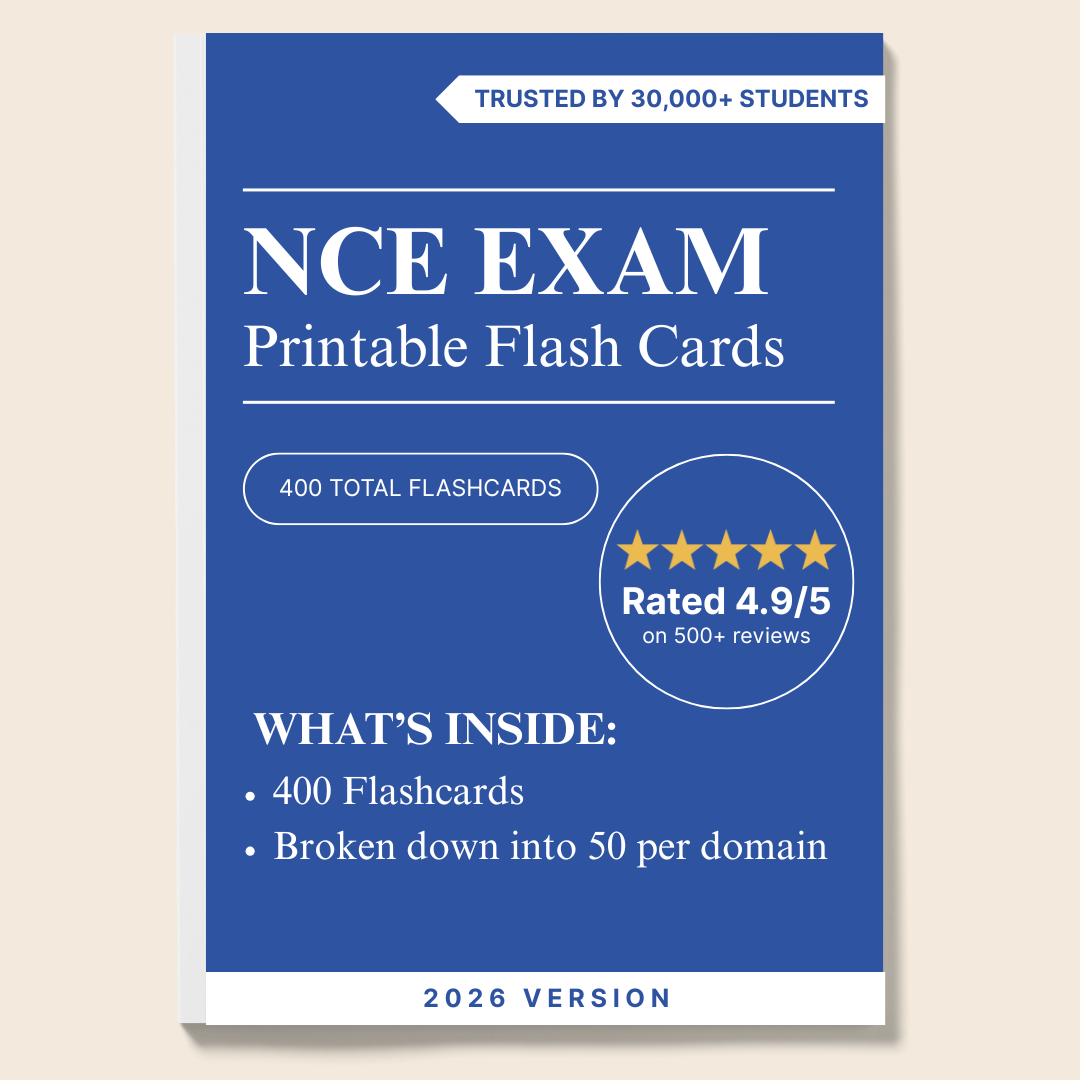 NCE Flashcards 2026 | Counselor Exam Study Cards (Digital Download ...
